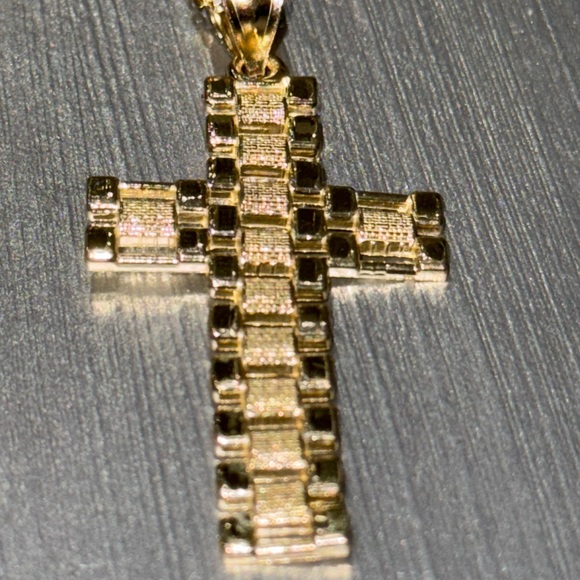 Accessories | 1k Solid Gold Rolex Design Cross Pendant Cross Charm For ...